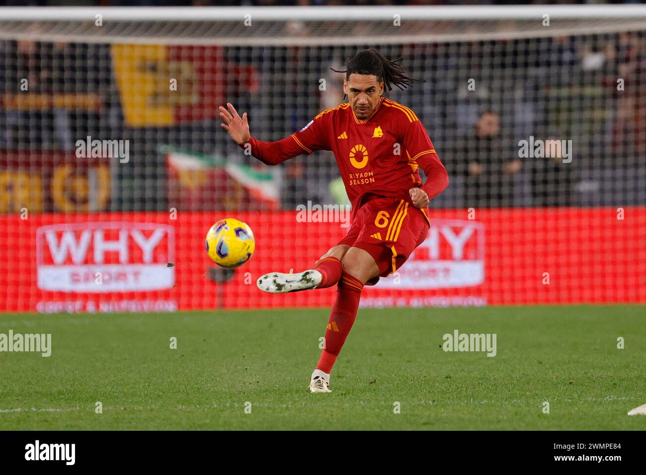 Chris Smalling of Roma is playing during Serie A soccer match AS Roma ...