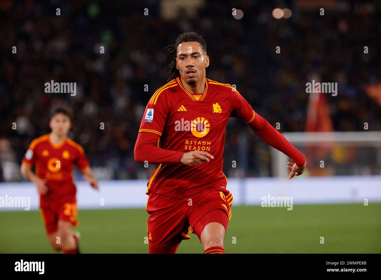 Chris Smalling of Roma is playing during Serie A soccer match AS Roma ...