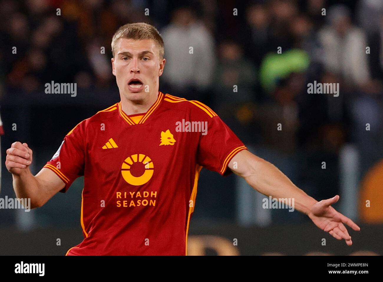 Rasmus Kristensen of Roma looks on during Serie A soccer match AS Roma ...