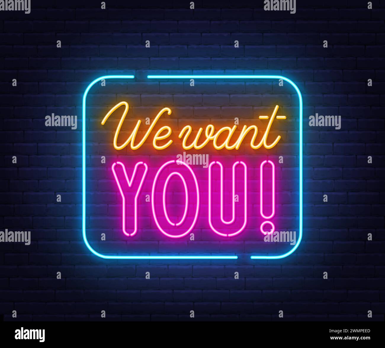We want you neon sign on brick wall background Stock Vector Image & Art ...