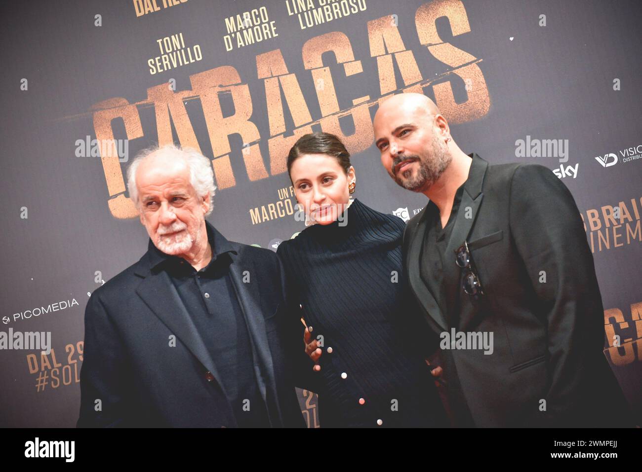 Naples, Italy. 26th Feb, 2024. The actors Toni Servillo, Lina Camélia ...