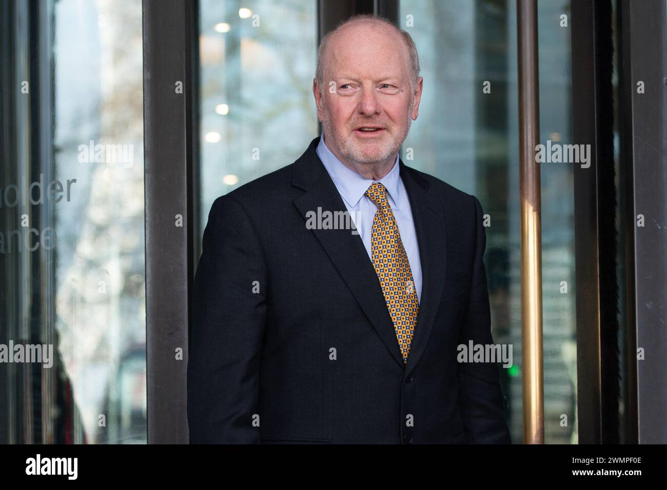 London, UK. 27 Feb 2024. Former Sub-Postmaster Alan Bates speaks to ...