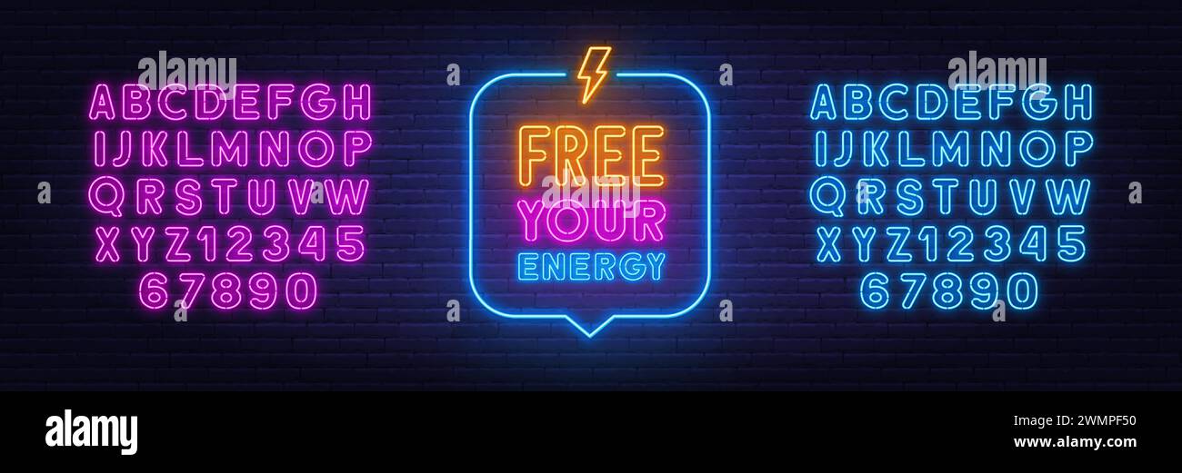 Free Your Energy neon sign on brick wall background Stock Vector Image ...