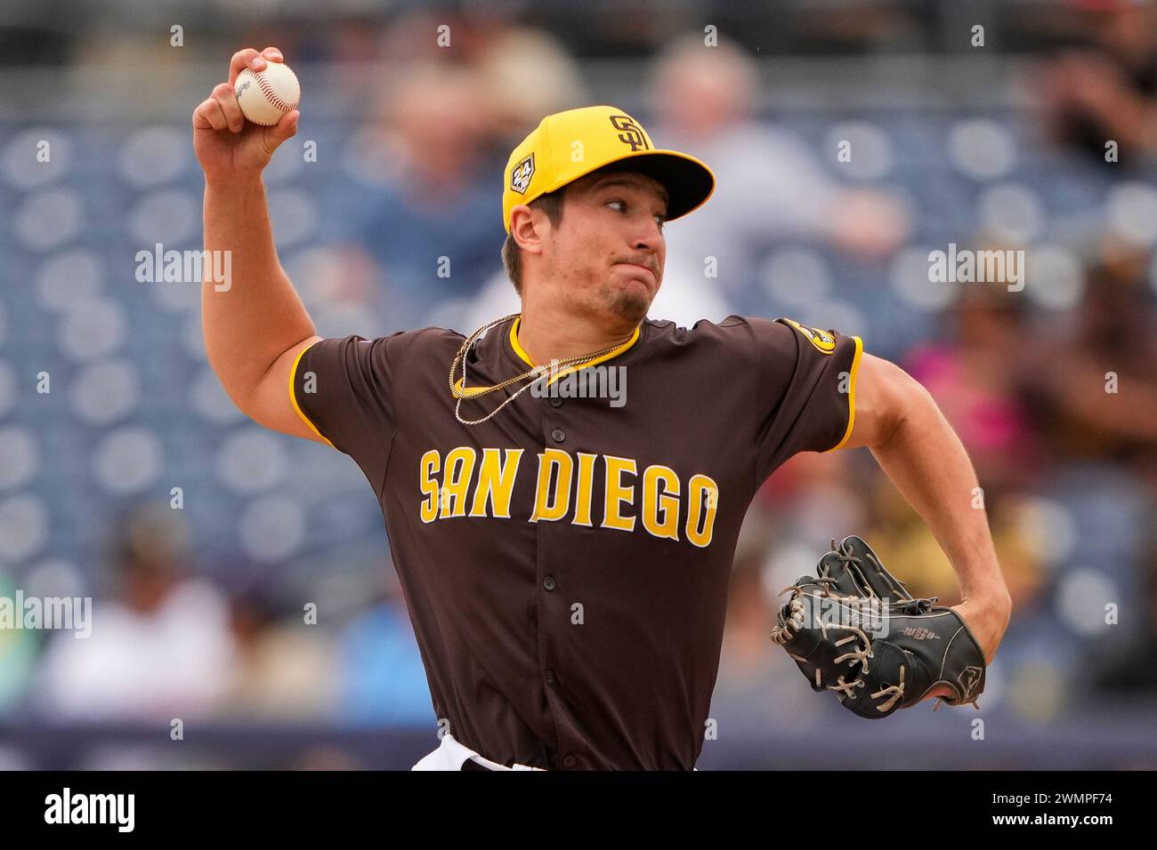 San Diego Padres pitcher Cole Paplham throws against the Cleveland ...