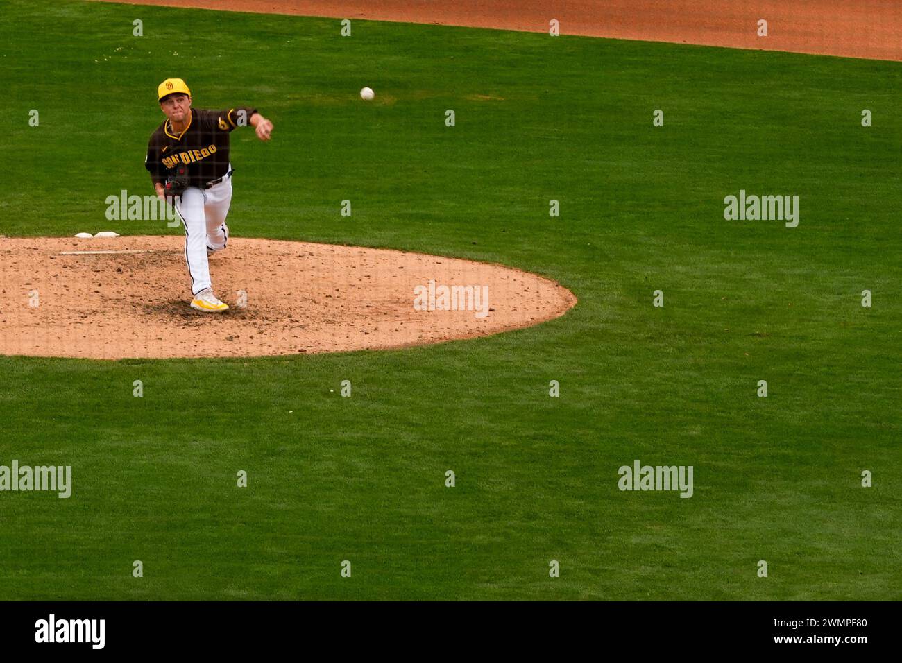 San Diego Padres pitcher Austin Krob delivers against the Cleveland ...