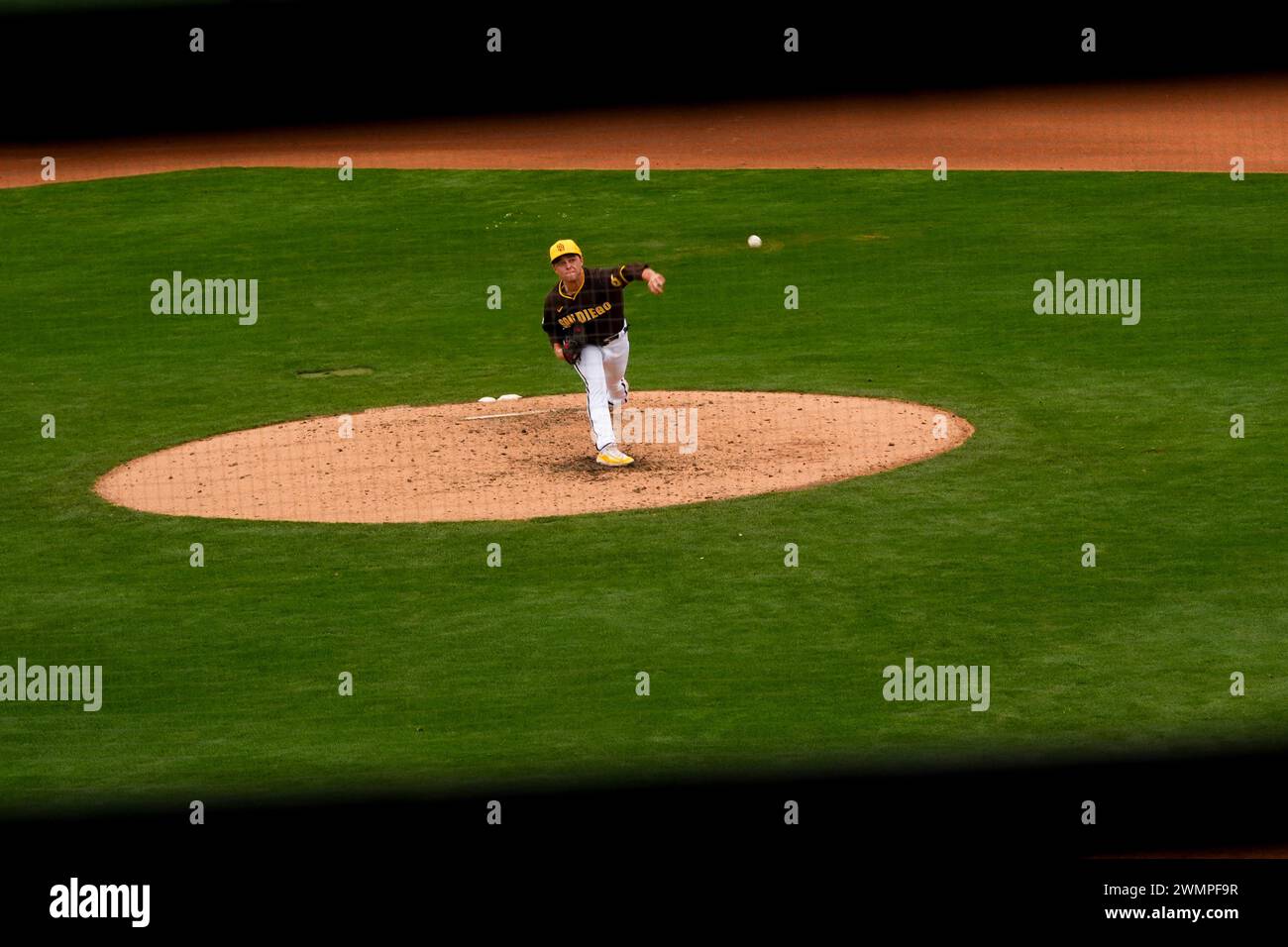 San Diego Padres pitcher Austin Krob delivers against the Cleveland ...