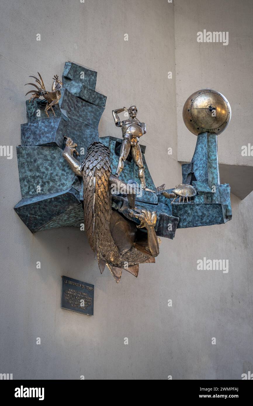 Paris, France - 02 17 2024: View of The Defender of Time, automaton ...