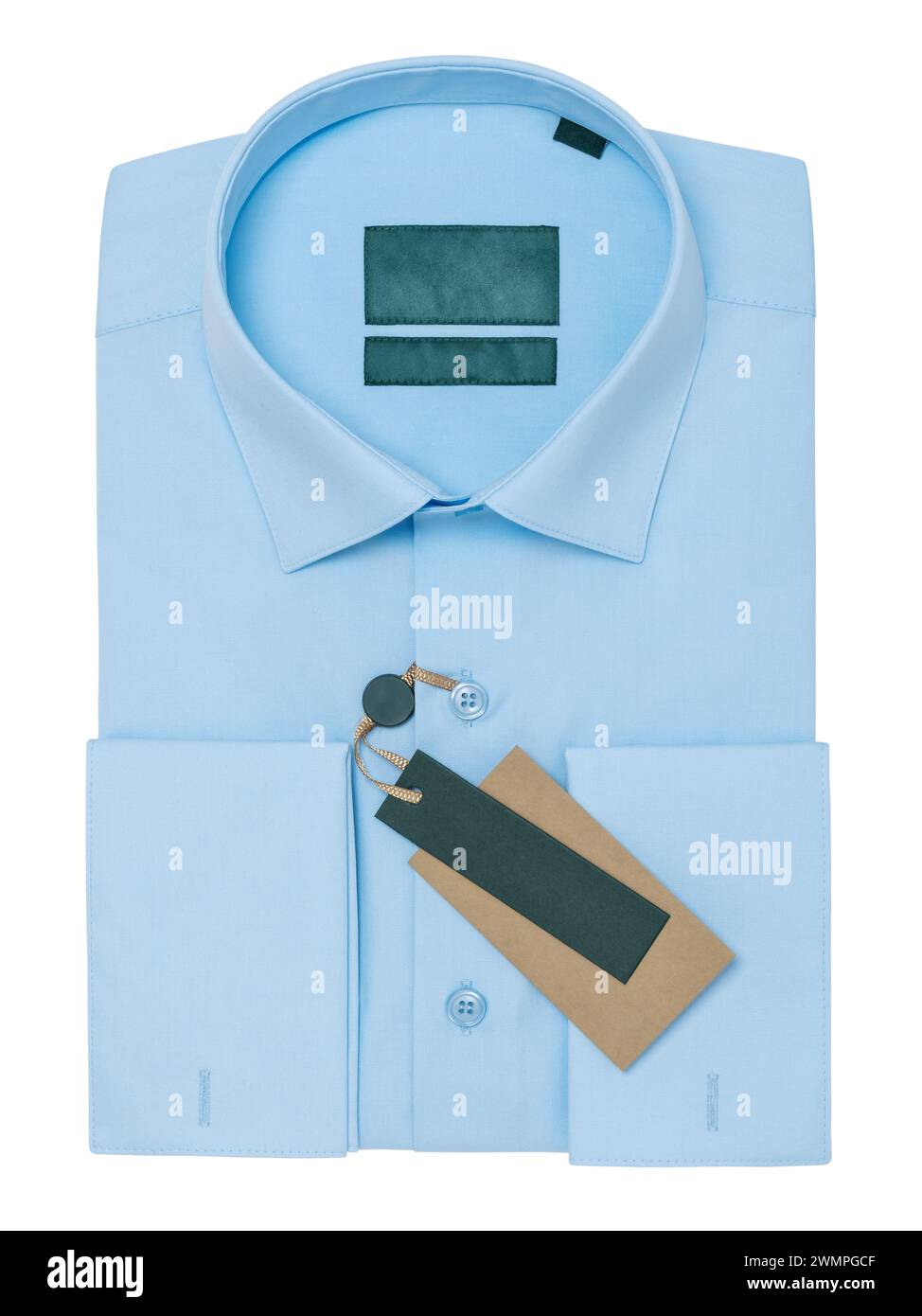Light blue folded men's shirt with long sleeves and cuffs for cufflinks ...