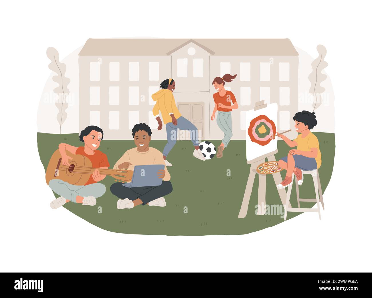After school activities isolated concept vector illustration. Teens ...
