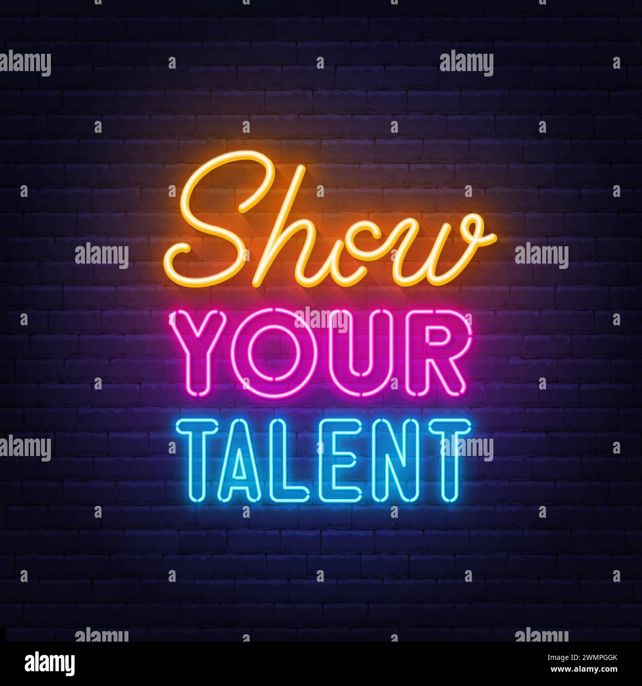 Show Your Talent neon lettering on brick wall background Stock Vector ...