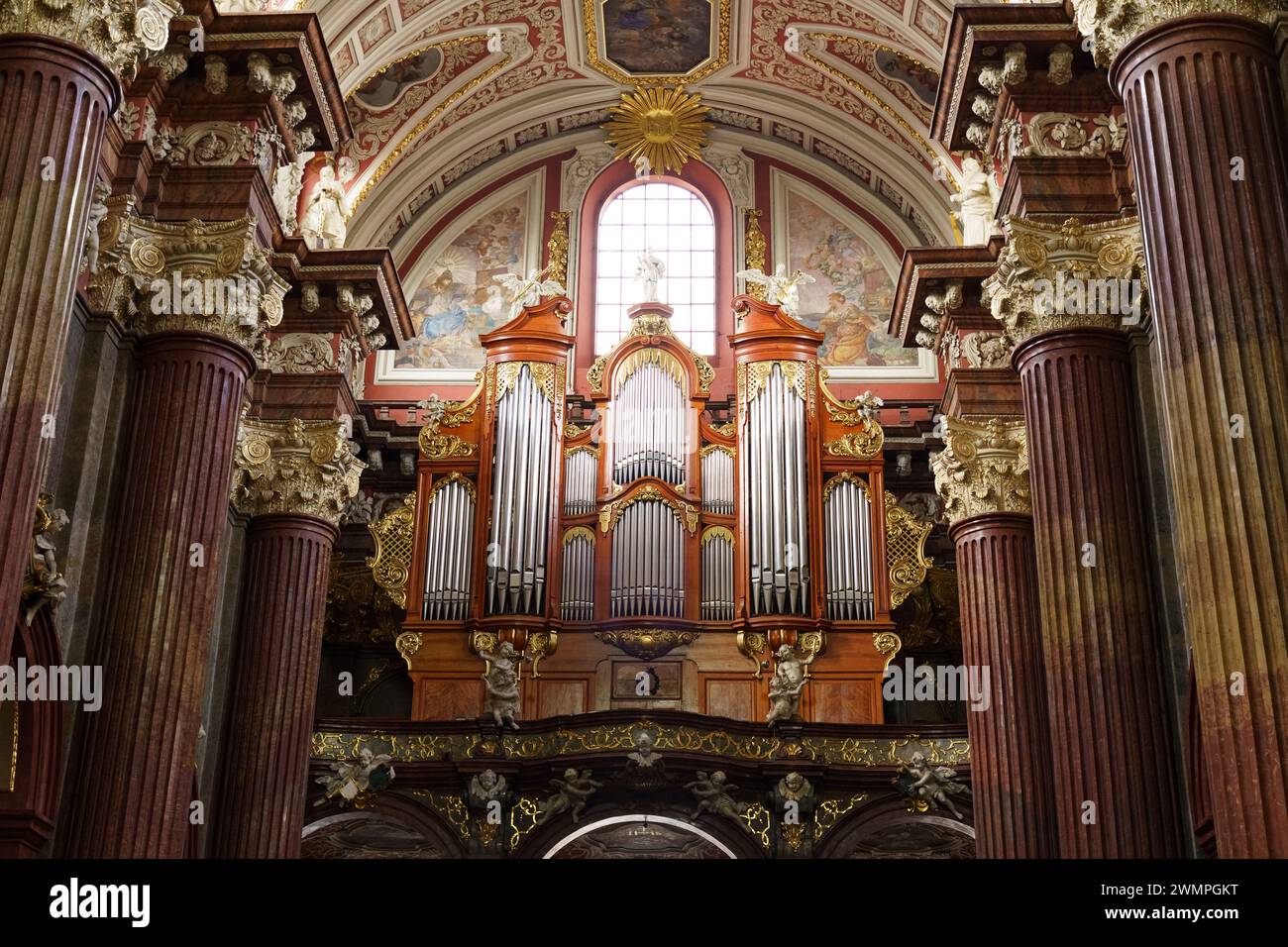 Poznan, Poland - June 18, 2023:A church interior showcasing a pipe ...