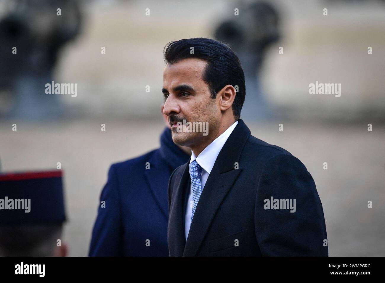 Paris, France. 27th Feb, 2024. Emir of Qatar Sheikh Tamim bin Hamad Al ...