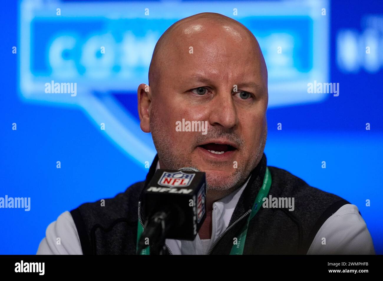 Los Angeles Chargers general manager Joe Hortiz speaks during a press ...