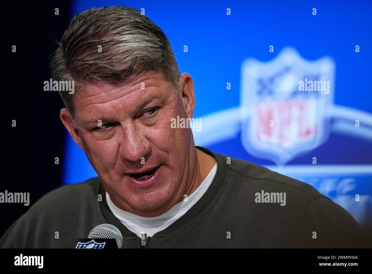 Tampa Bay Buccaneers general manager Jason Licht speaks during a press ...
