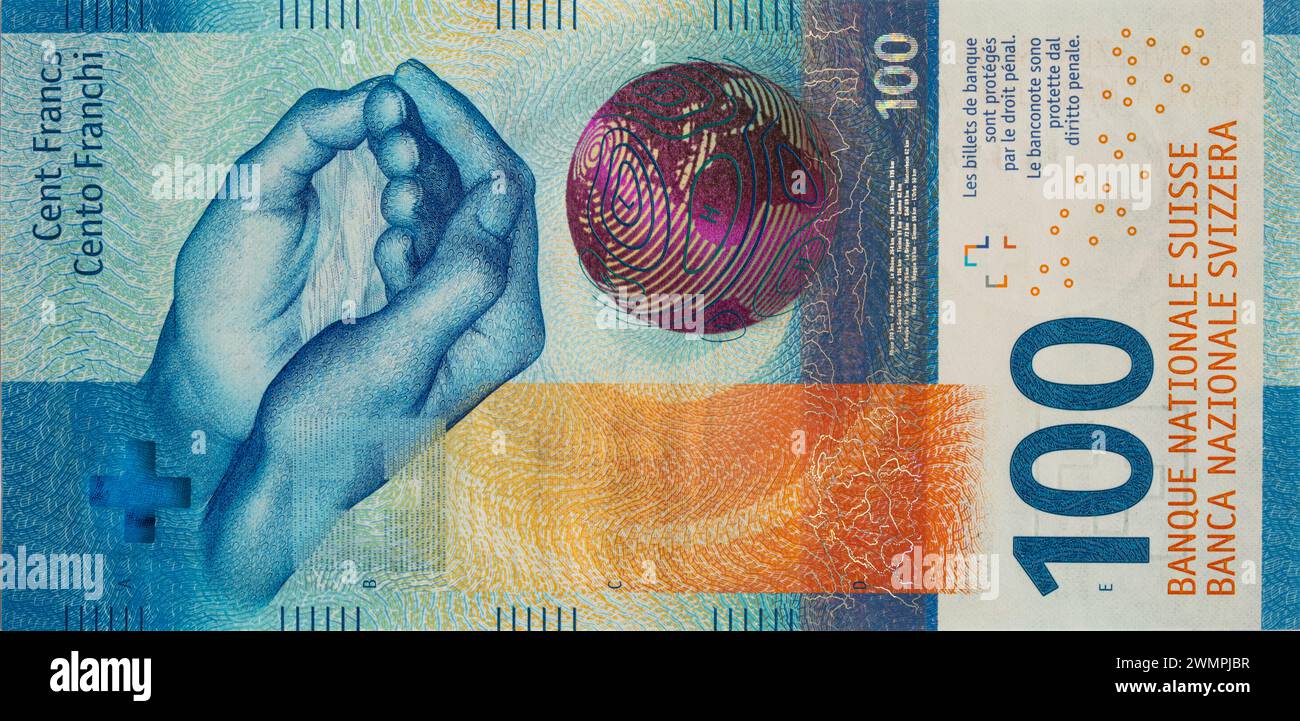 Closeup of 100 Swiss franc banknote for design purpose Stock Photo - Alamy