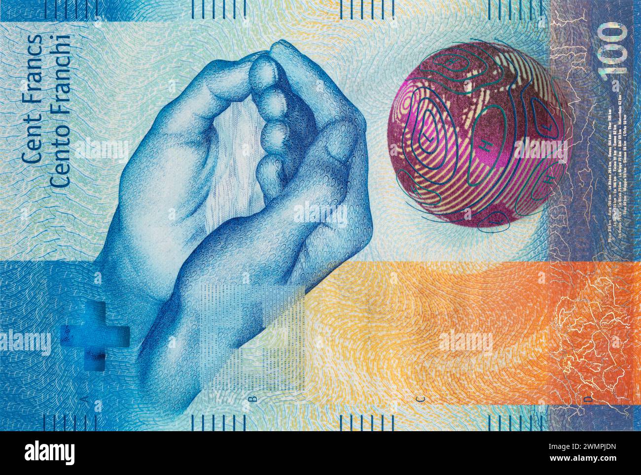 Closeup of 100 Swiss franc banknote for design purpose Stock Photo - Alamy