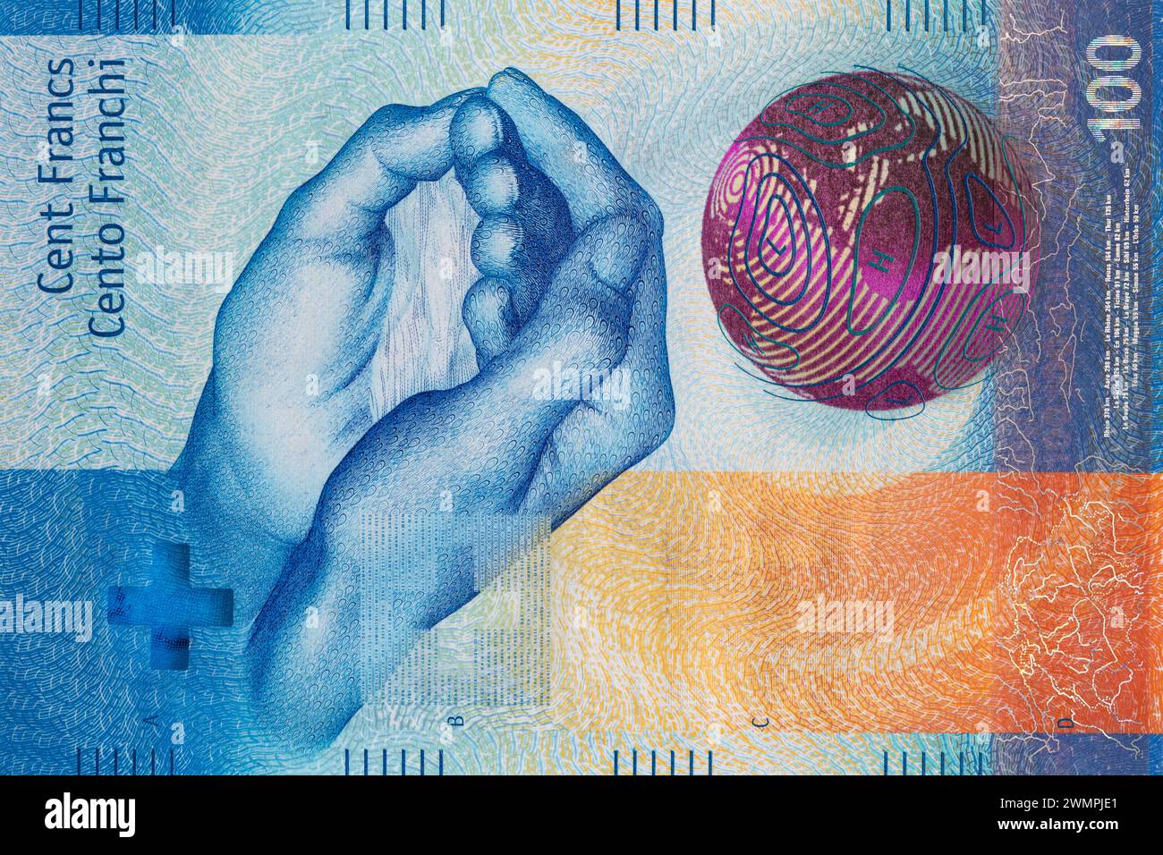 Closeup of 100 Swiss franc banknote for design purpose Stock Photo - Alamy