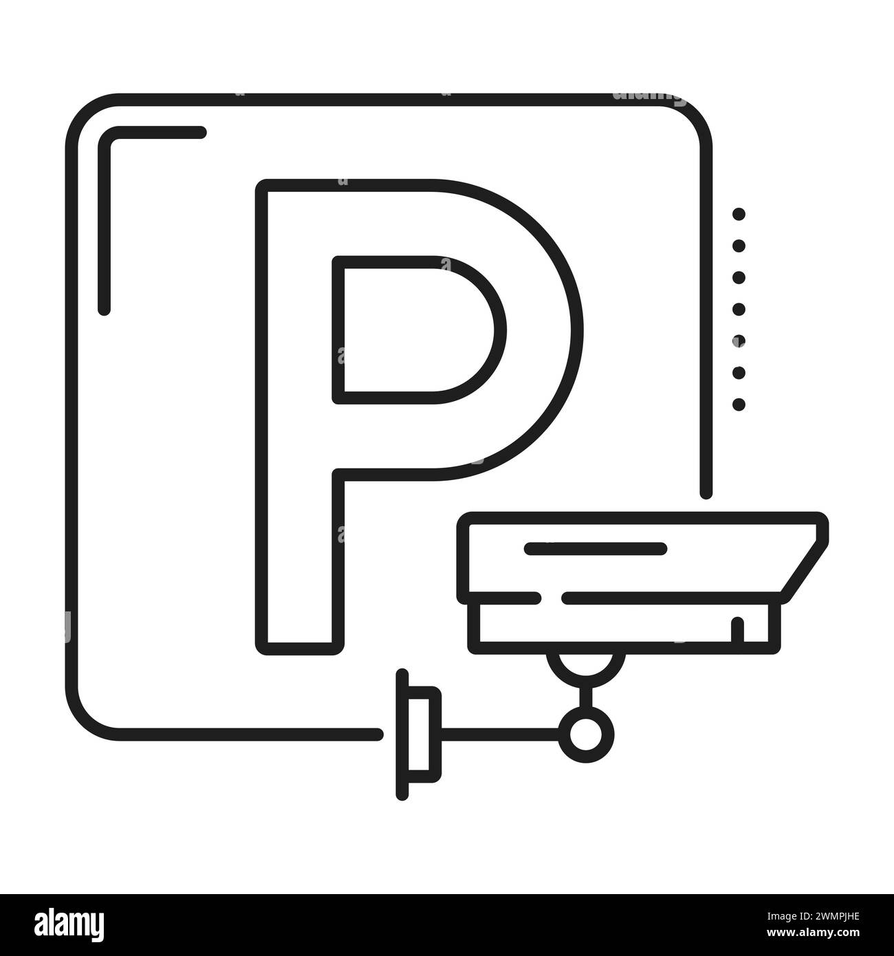 Parking with video surveillance thin line icon. Vehicles safe parking ...