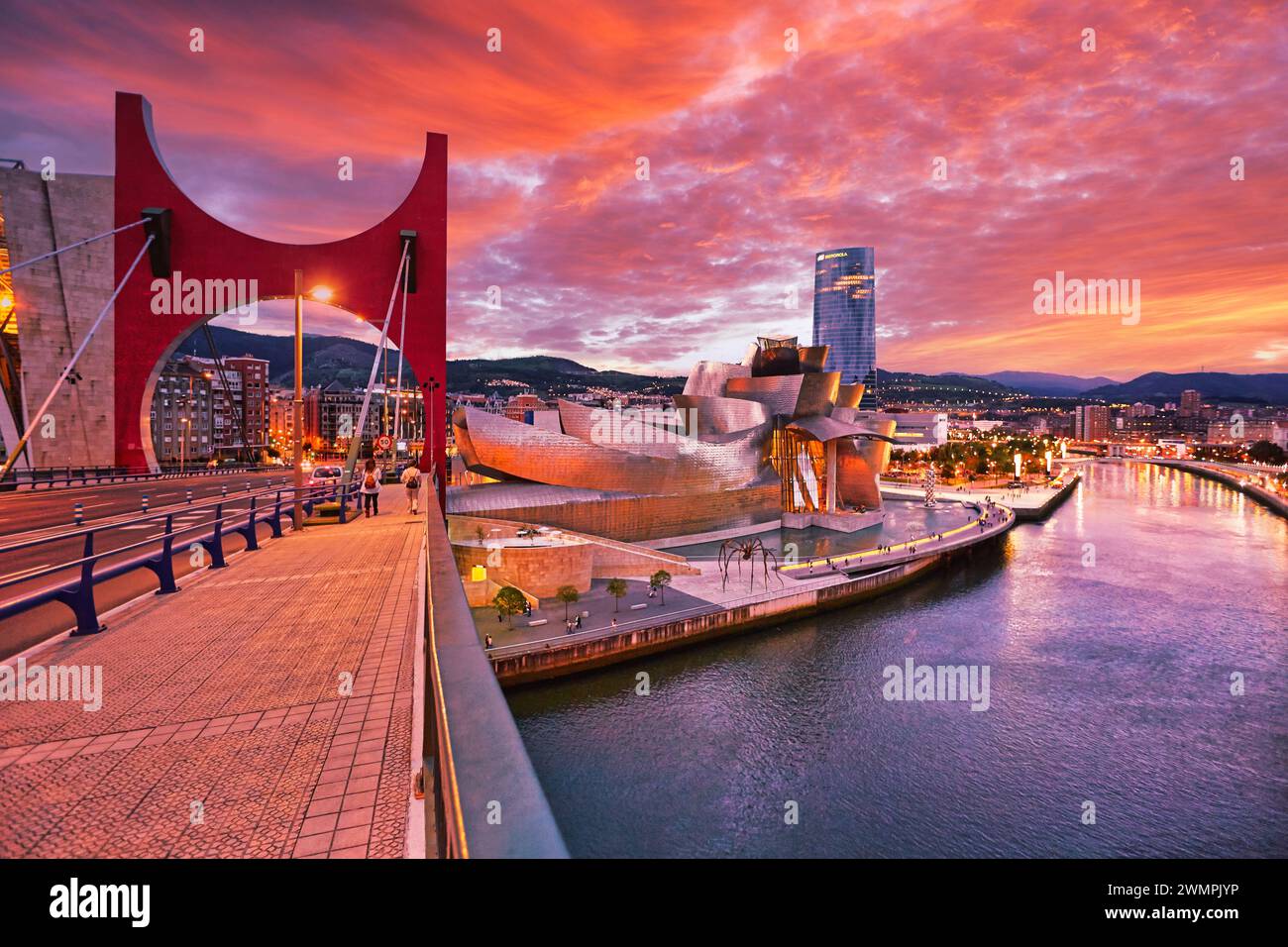Puente de La Salve bridge, Nervion river, Guggenheim museum and ...