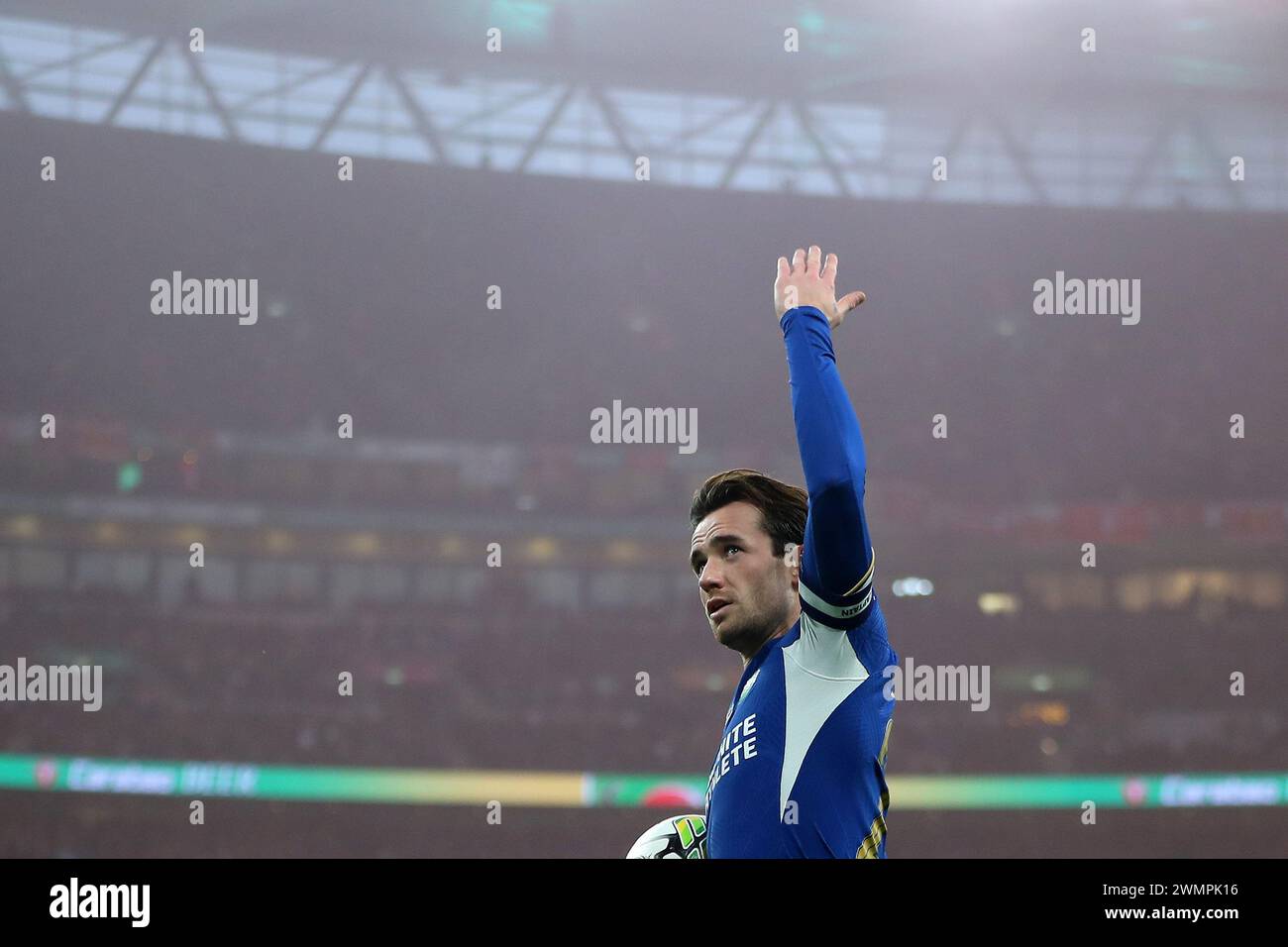 London, UK. 25th Feb, 2024. Ben Chilwell of Chelsea looks on as he ...