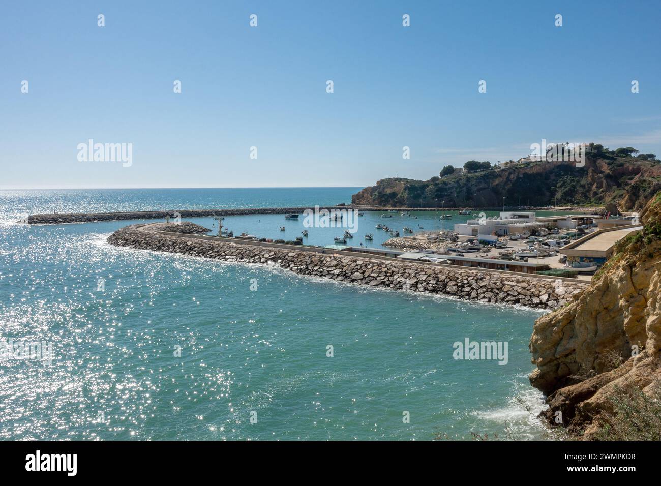 Aerial View Of The Commercial Fishing Harbour In Albufeira Portugal ...