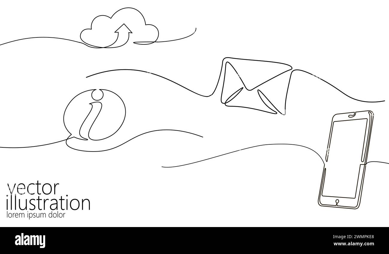 Single continuous line art smartphone. Mobile phone touch screen gadget ...