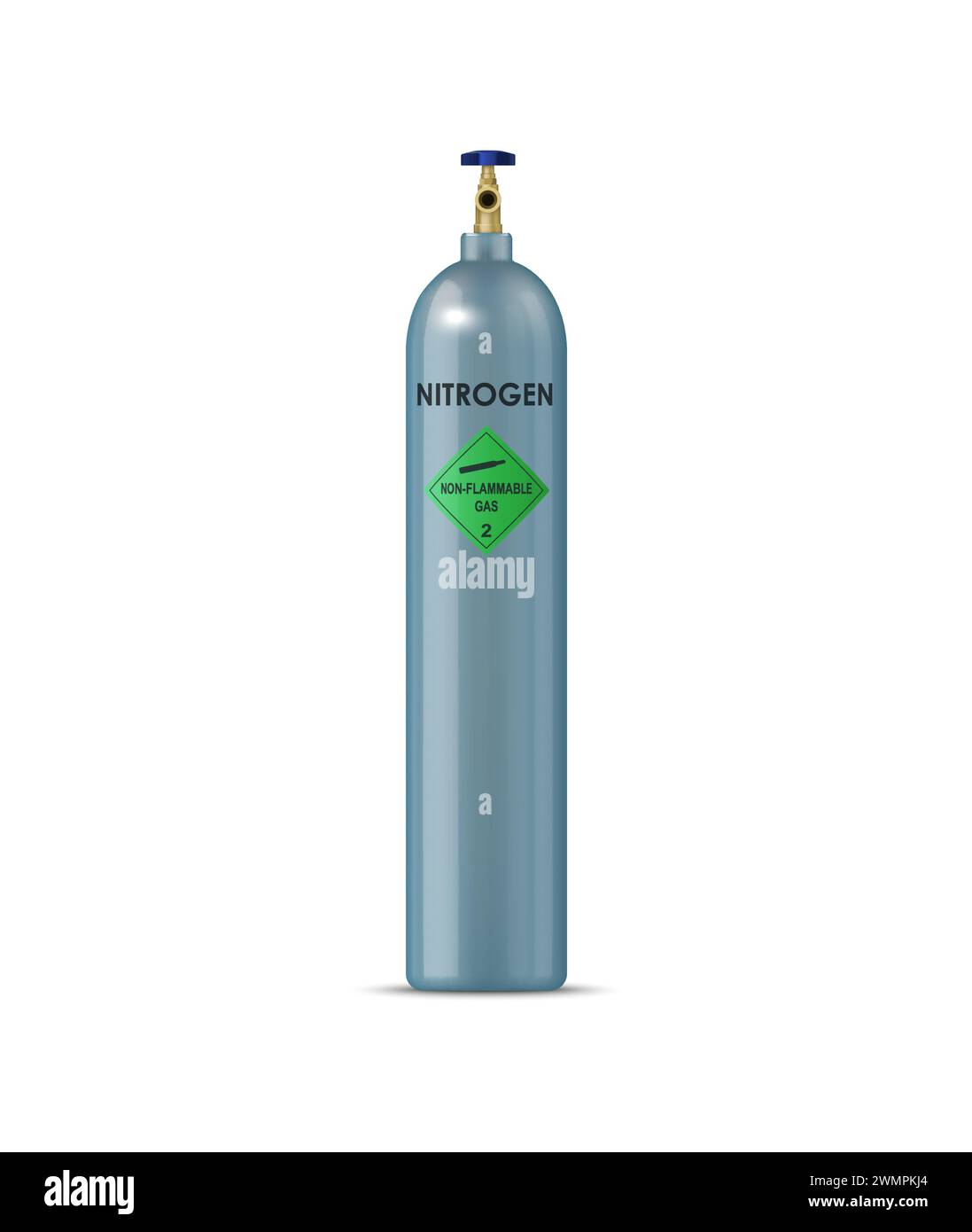 Realistic nitrogen gas cylinder, compressed gas metal balloon. Isolated ...