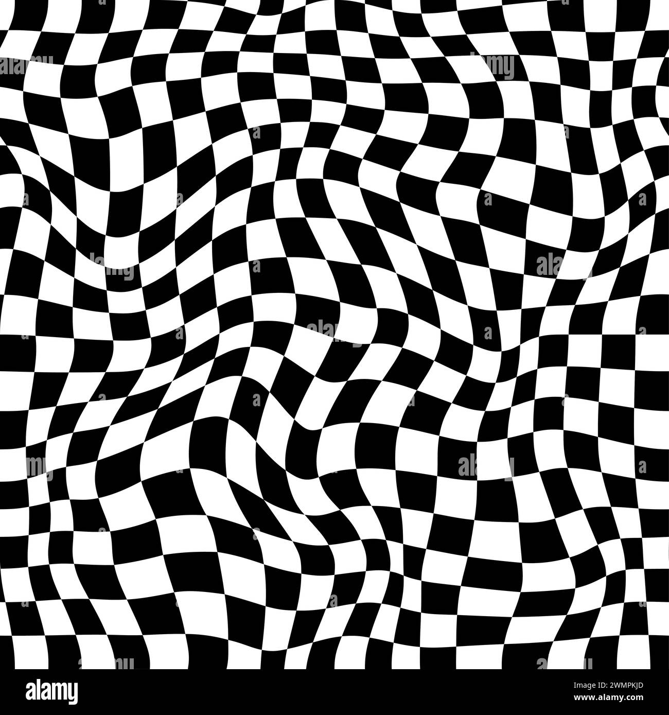 Wavy checker pattern with optical illusion, trippy checkerboard vector ...