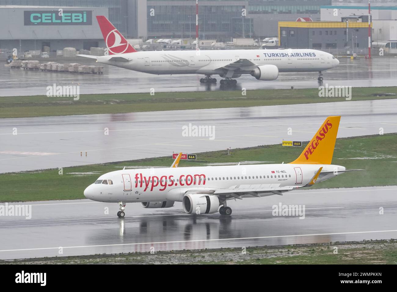ISTANBUL, TURKIYE - OCTOBER 15, 2022: Pegasus Airlines Airbus A320-251N (9411) landing to ...