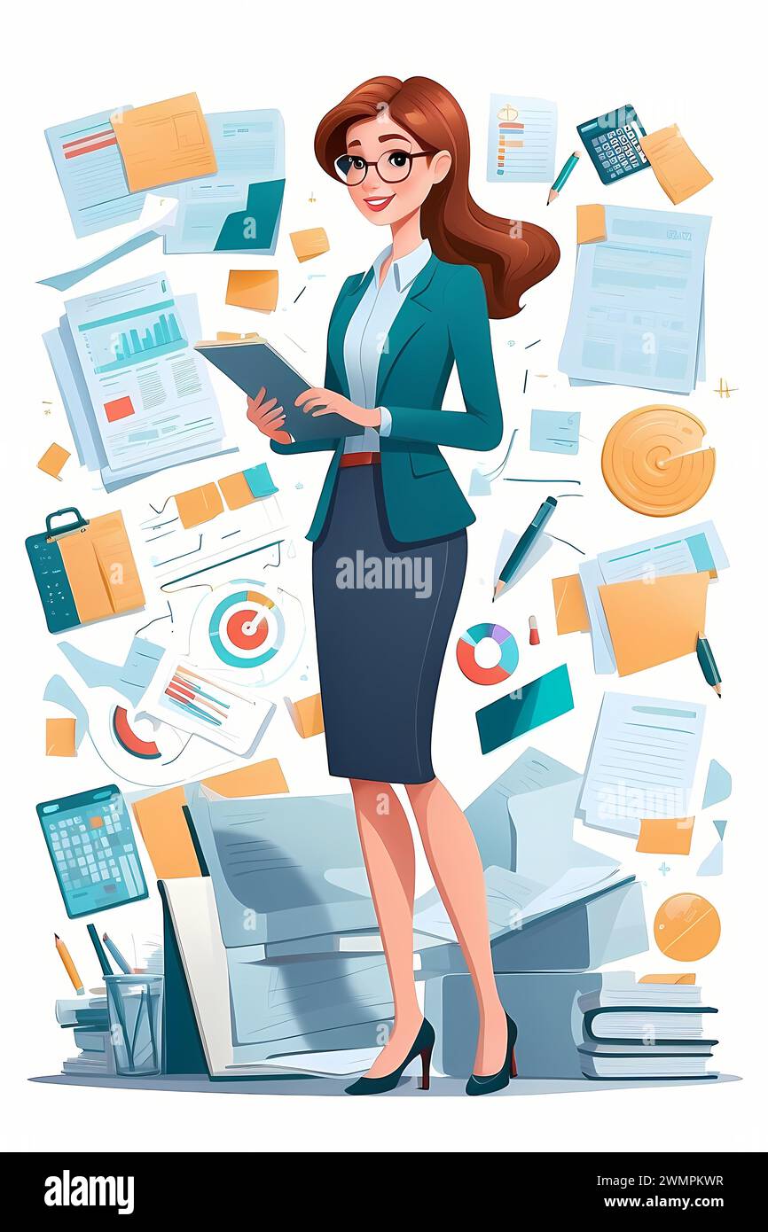 An image of an accountant character meticulously designed with precise ...