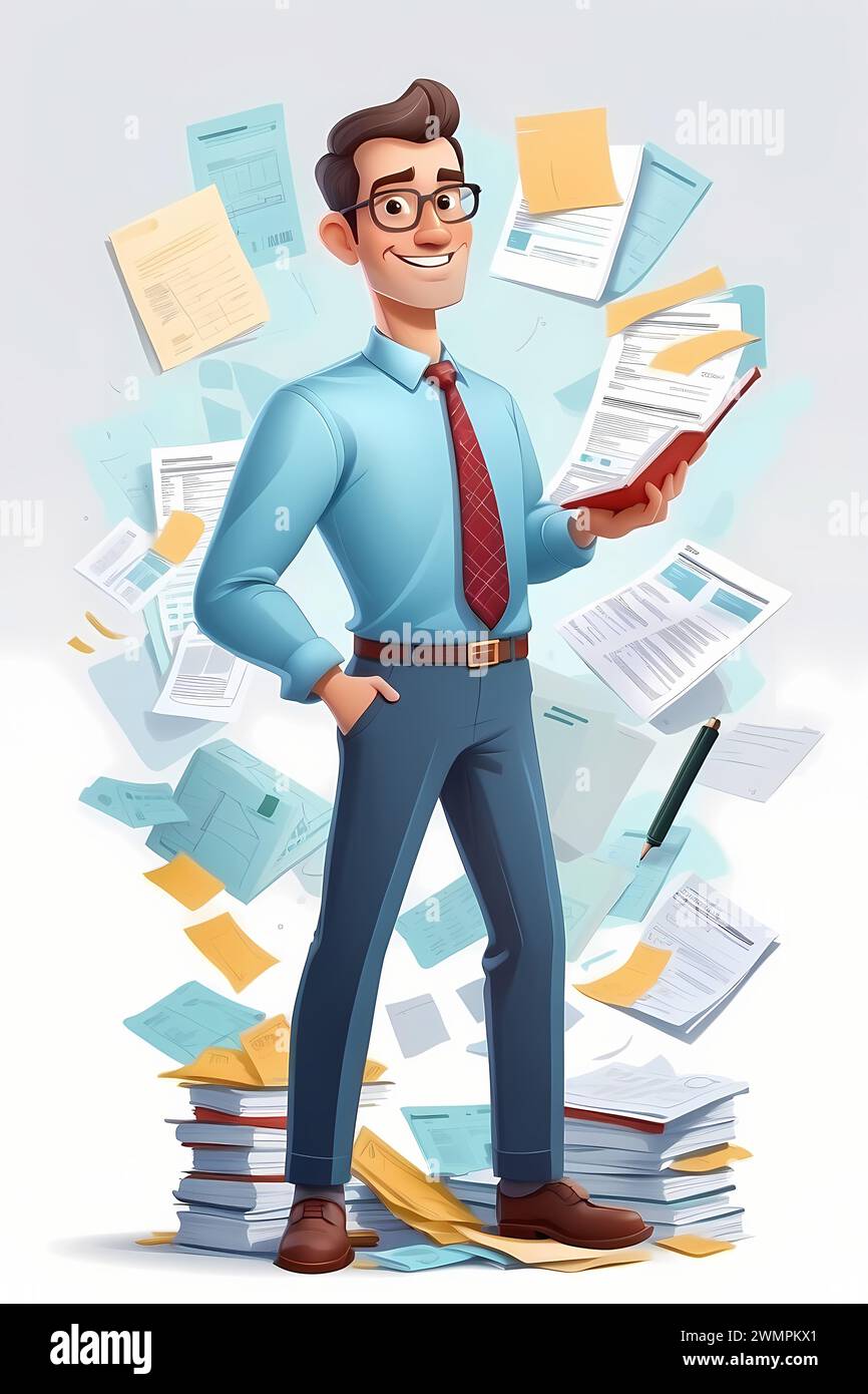 An image of an accountant character meticulously designed with precise ...