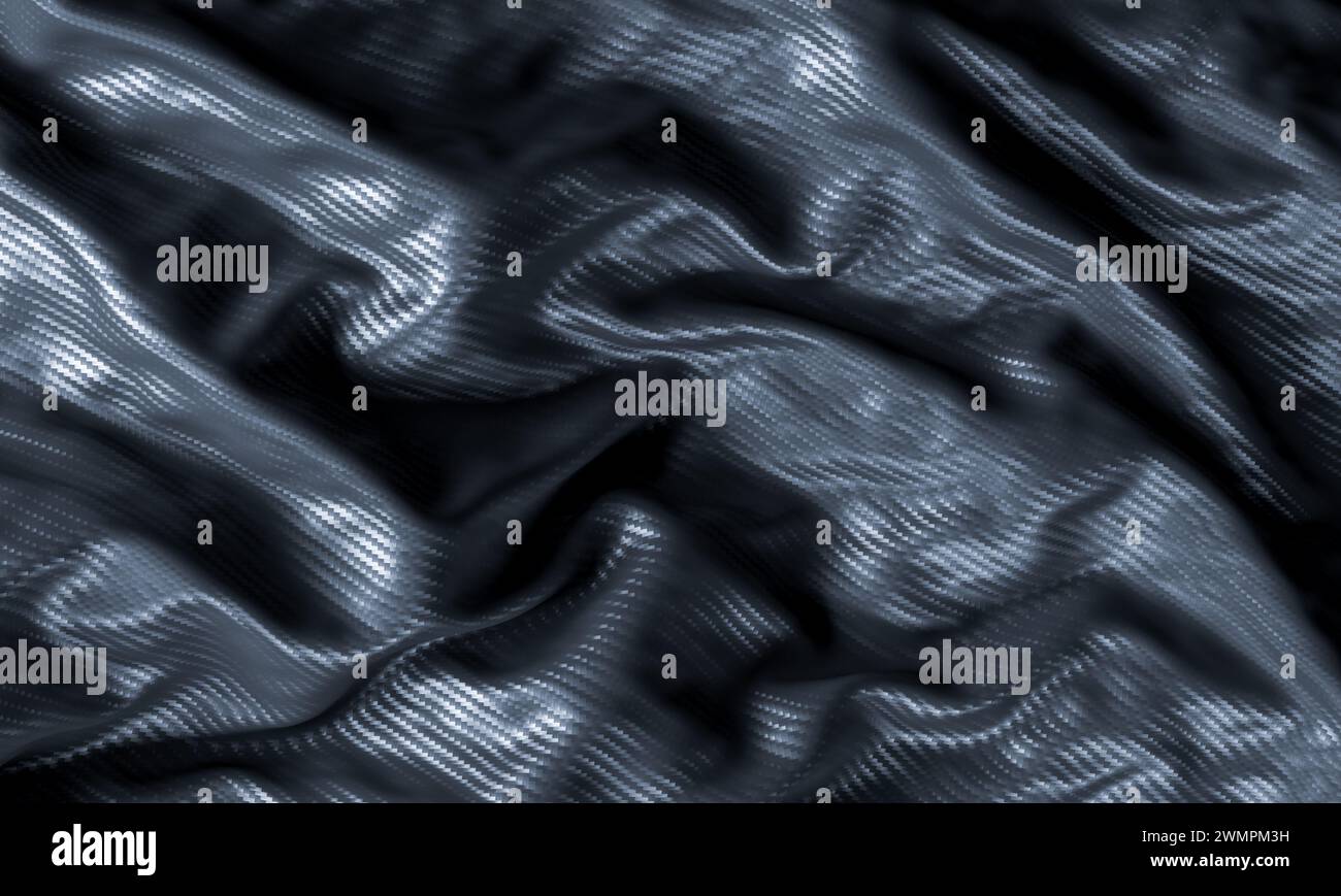Close up of a wavy carbon fiber pattern for modern background or design ...
