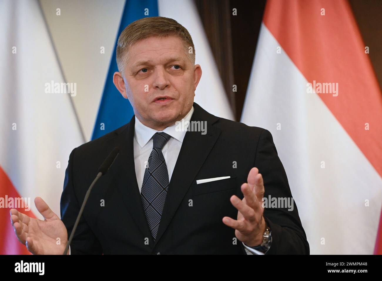 Slovak prime minister, Robert Fico speaks during a joint press ...