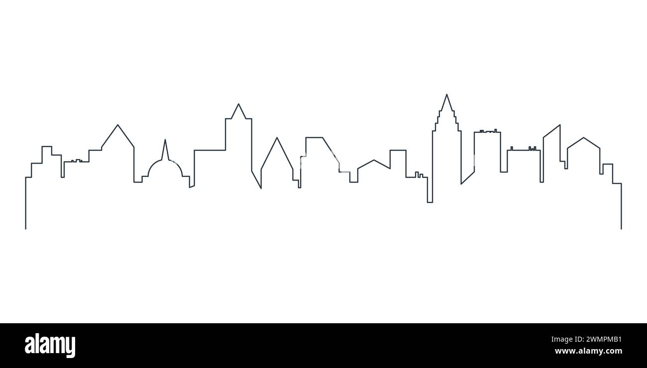 City skyline line black contour of downtown skyscrapers and buildings ...