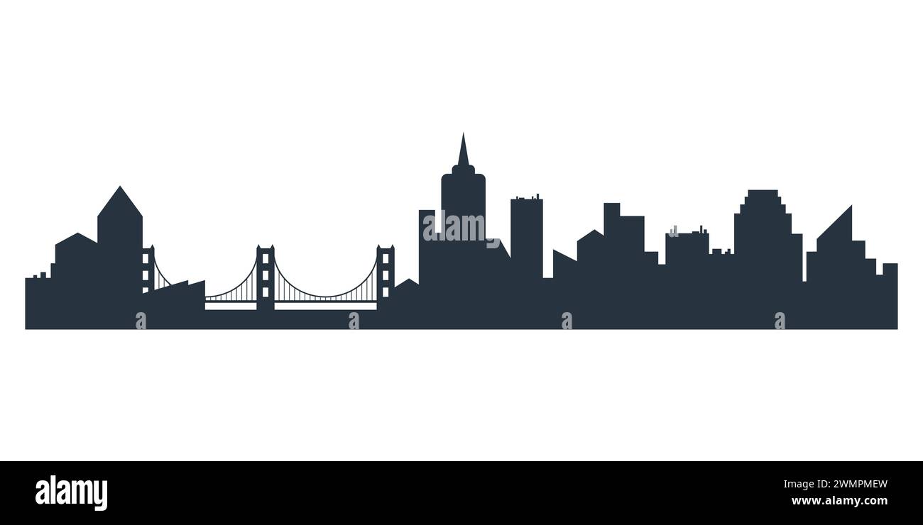 Modern city skyline horizontal banner with buildings, skyscrapers and ...