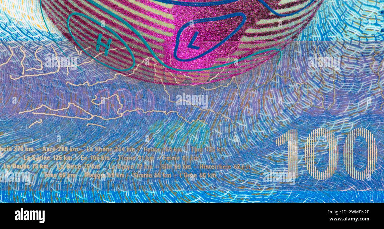 Closeup of 100 Swiss franc banknote for design purpose Stock Photo - Alamy
