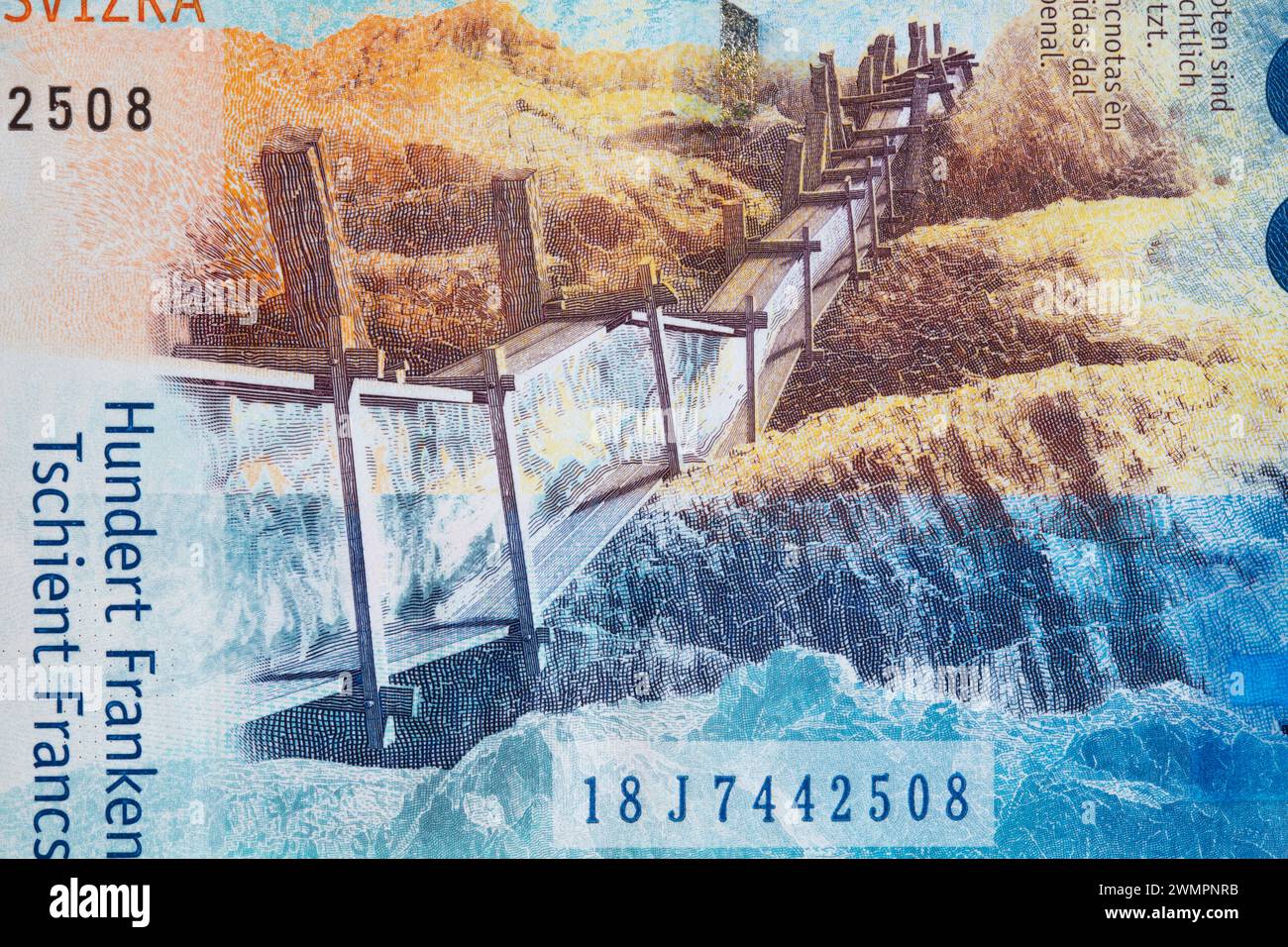 Closeup of 100 Swiss franc banknote for design purpose Stock Photo - Alamy