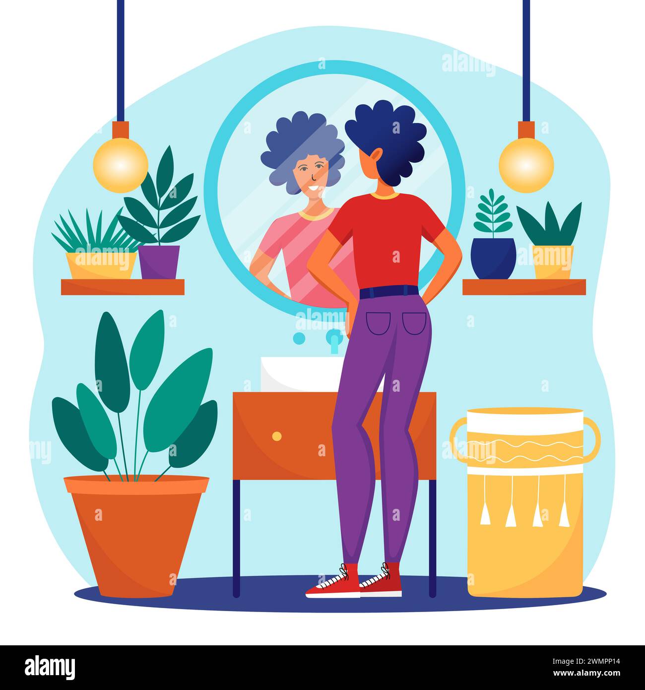 Woman in a mirror Stock Vector Images - Alamy