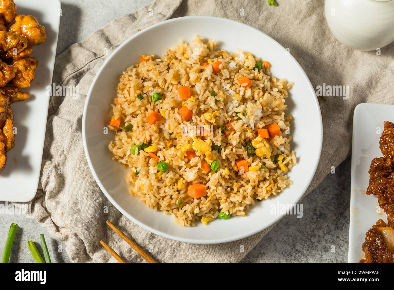 Homemade Chinese Asian Fried Rice with Peas and Carrots Stock Photo - Alamy