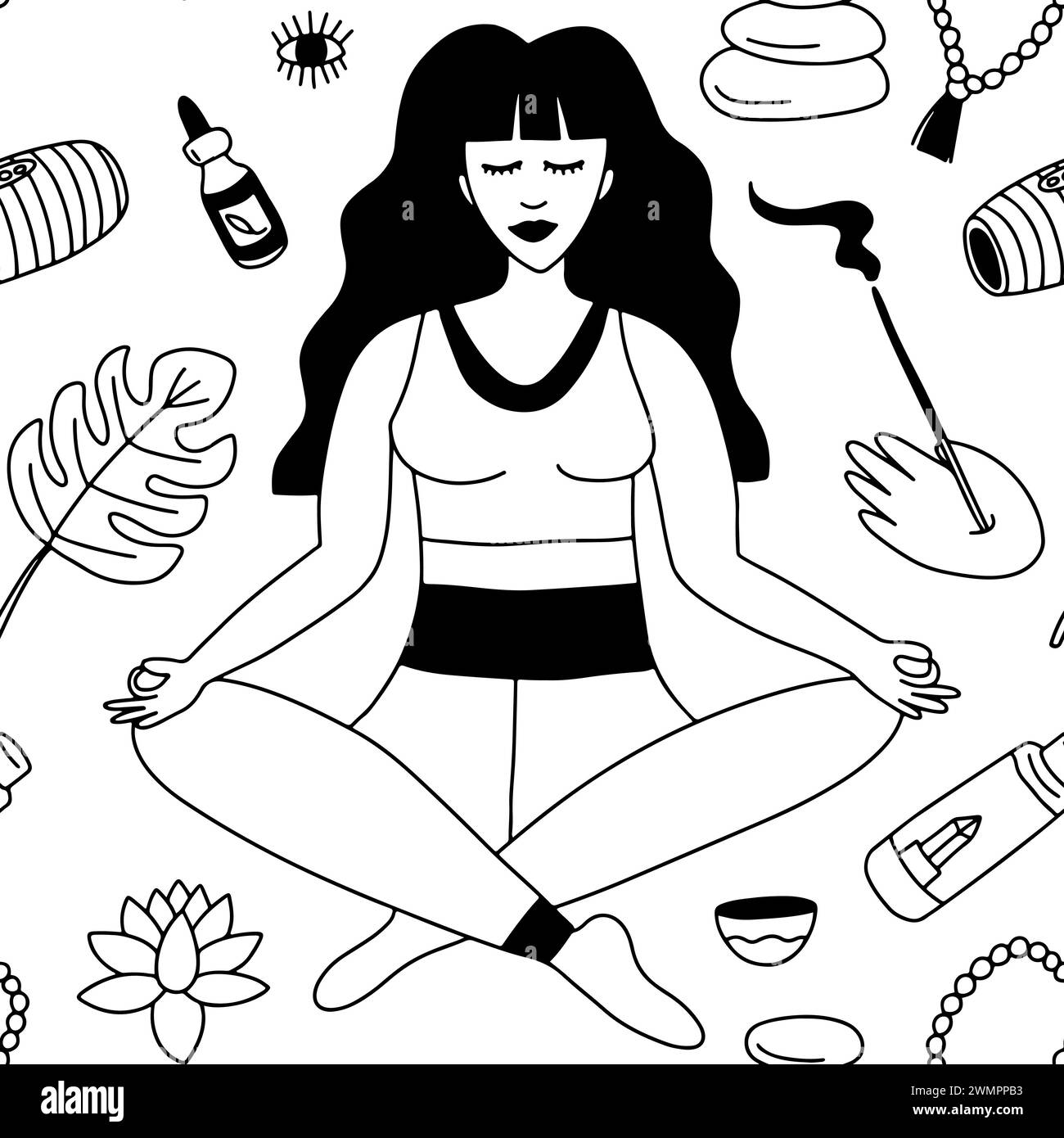 Vector yoga seamless pattern Stock Vector Image & Art - Alamy