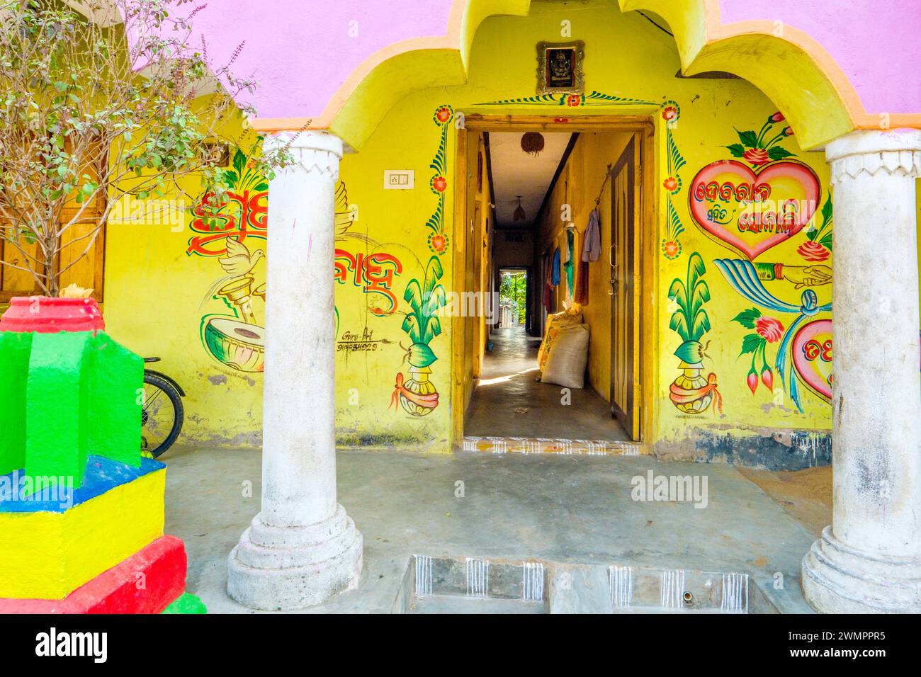Colourful entrance to a Rural home in Odisha / Orissa in India Stock ...