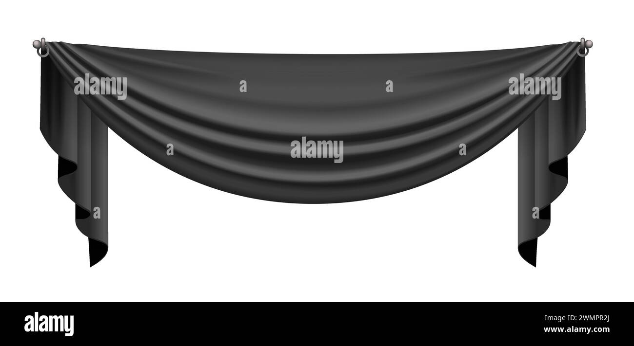 Black curtains, 3D hanging soft silk drapery for window, entrance ...