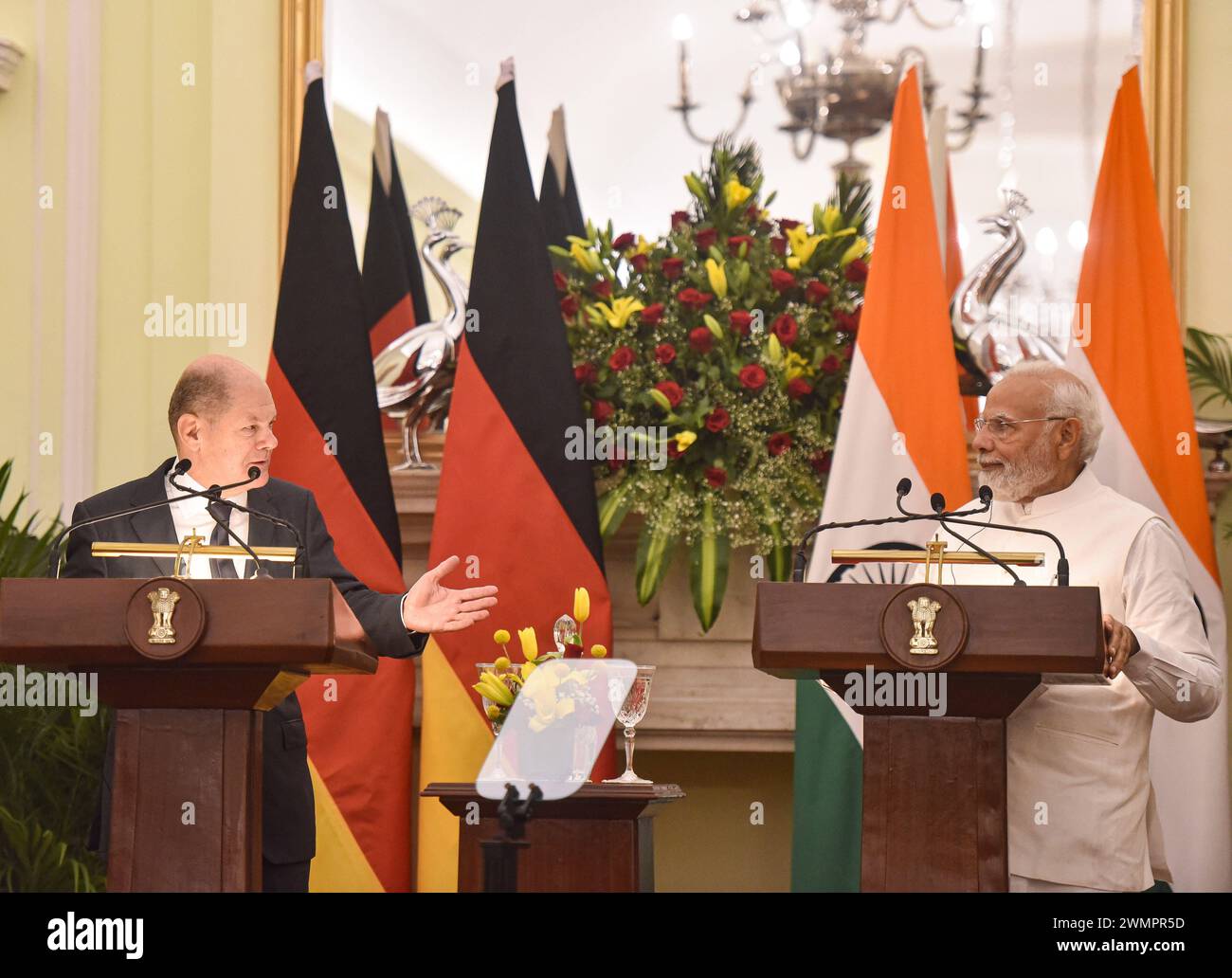 Narendra Modi meets Olaf Scholz German Chancellor Olaf Scholz L with ...