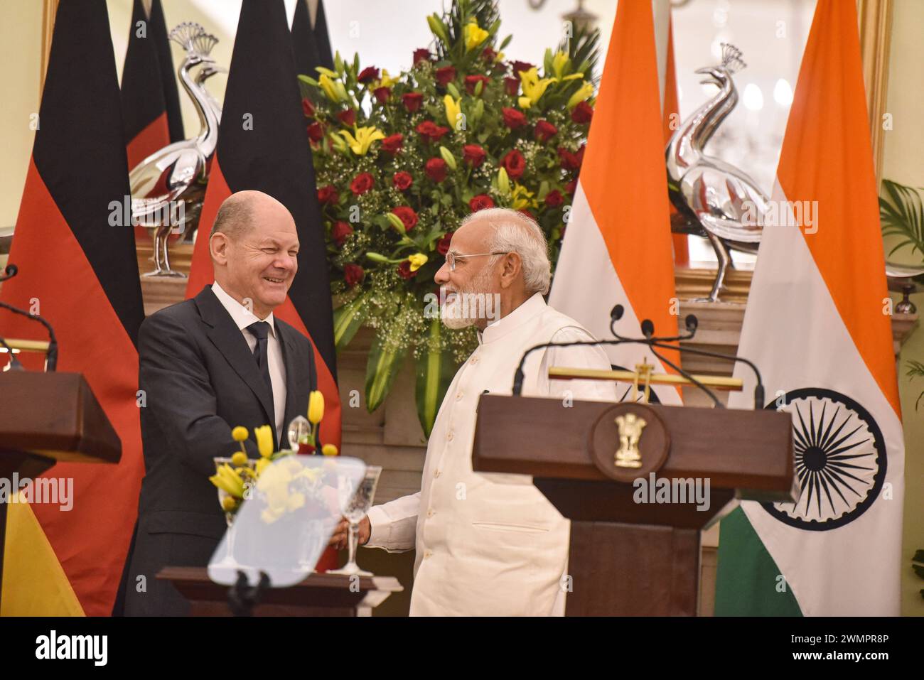 Narendra Modi meets Olaf Scholz German Chancellor Olaf Scholz L with ...