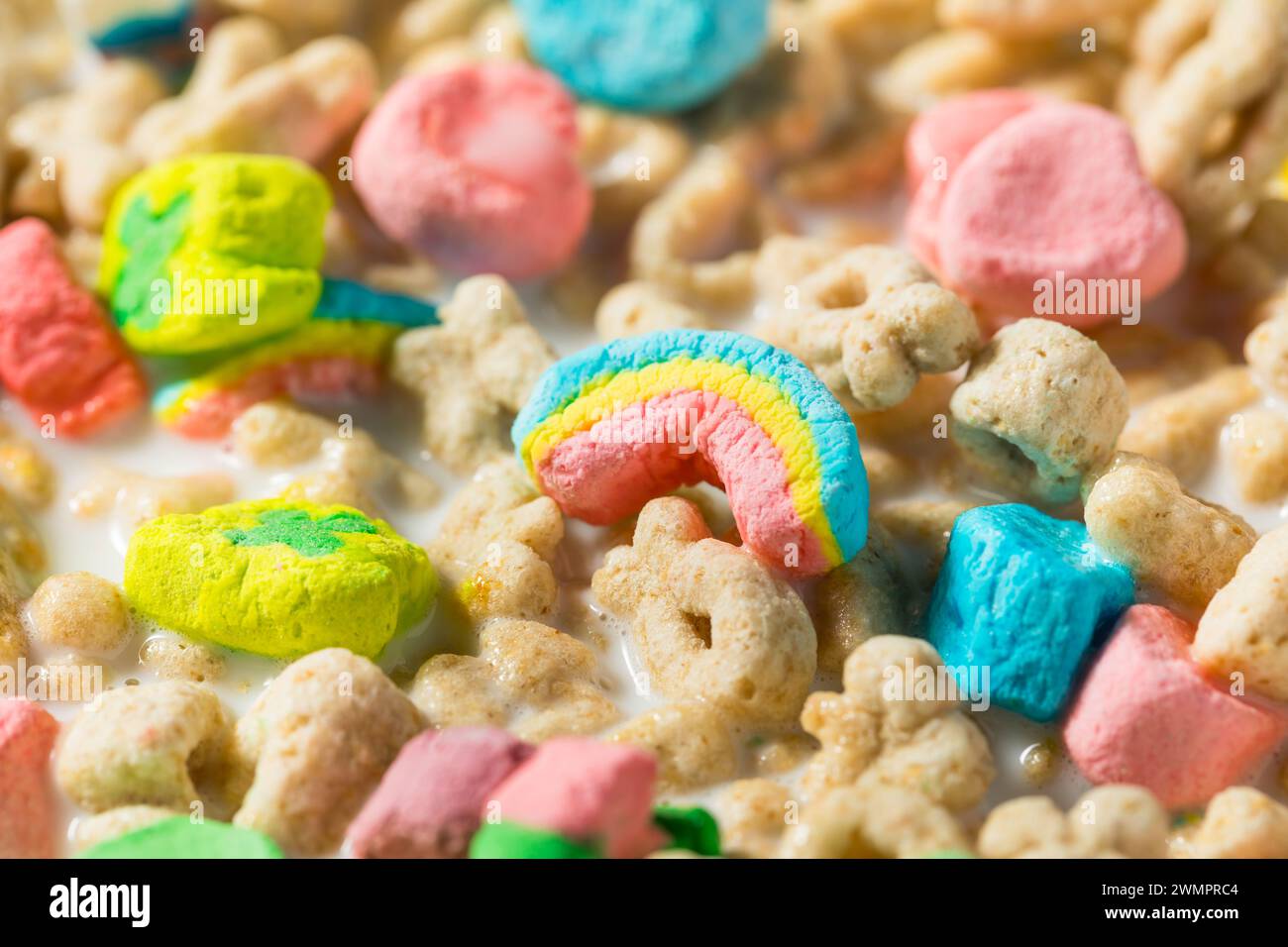 Sweet Sugary Marshmallow Lucky Irish Cereal with Whole Milk Stock Photo ...