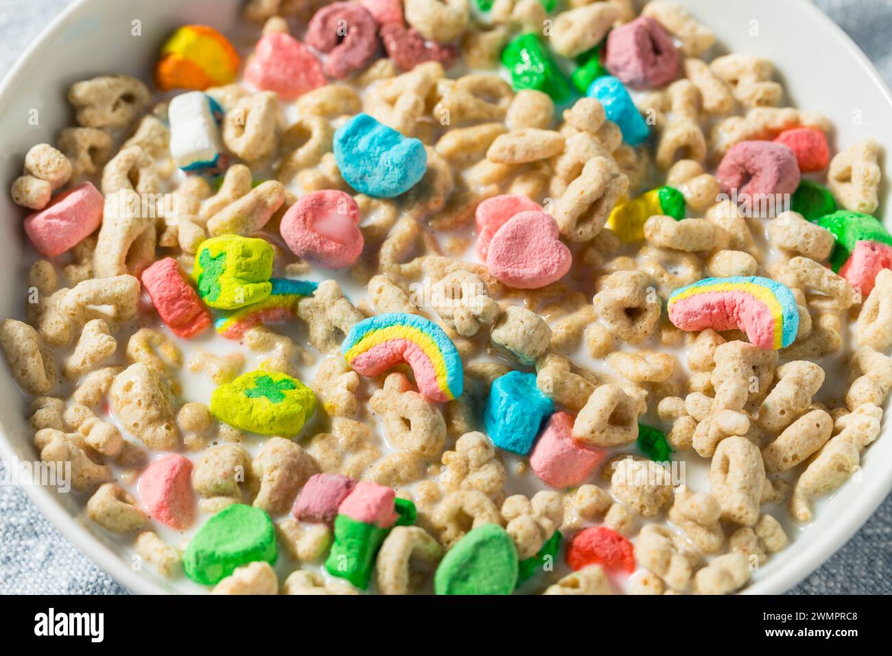 Sweet Sugary Marshmallow Lucky Irish Cereal with Whole Milk Stock Photo ...
