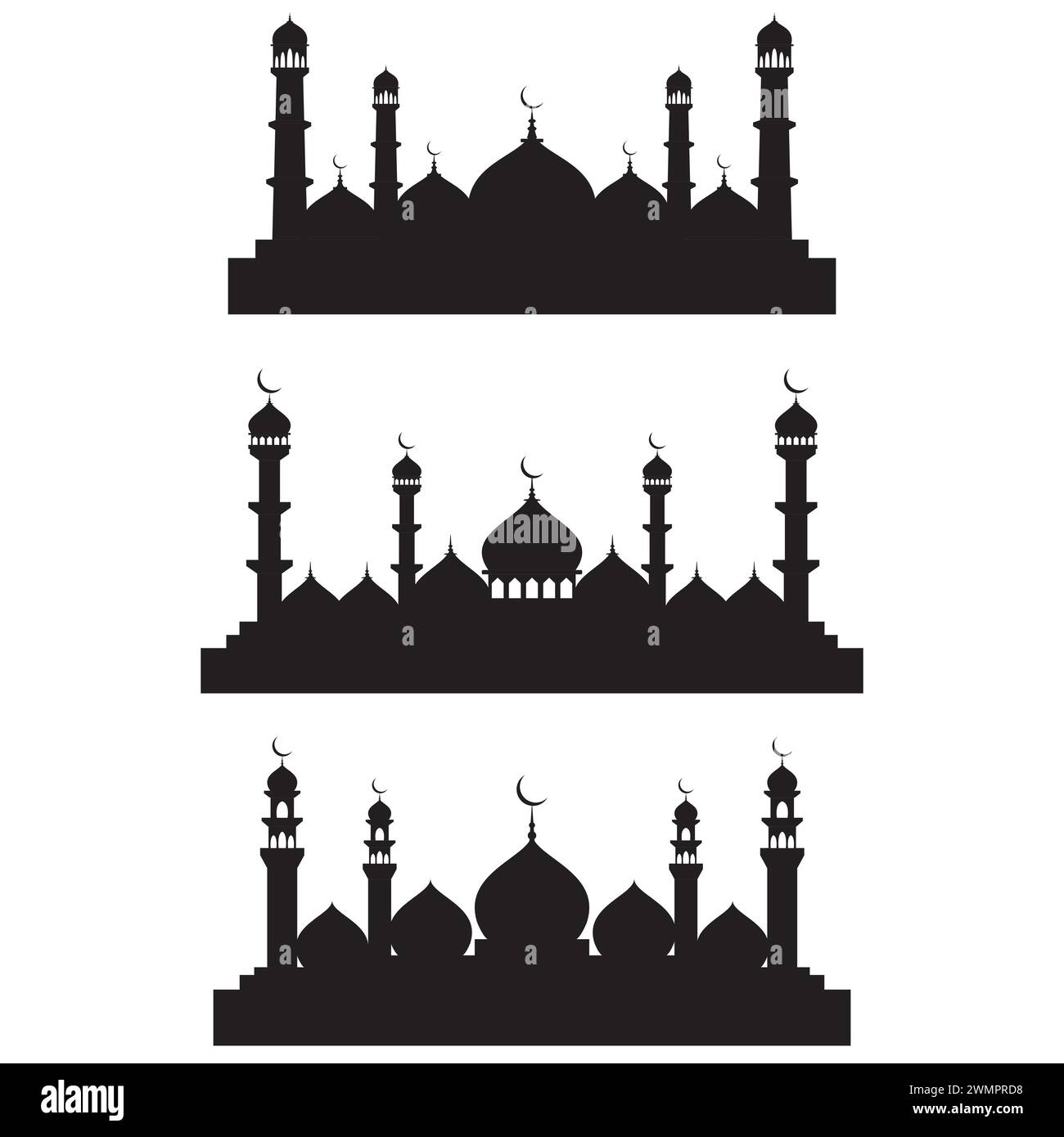 mosque silhouette, set of mosque vector Stock Vector Image & Art - Alamy