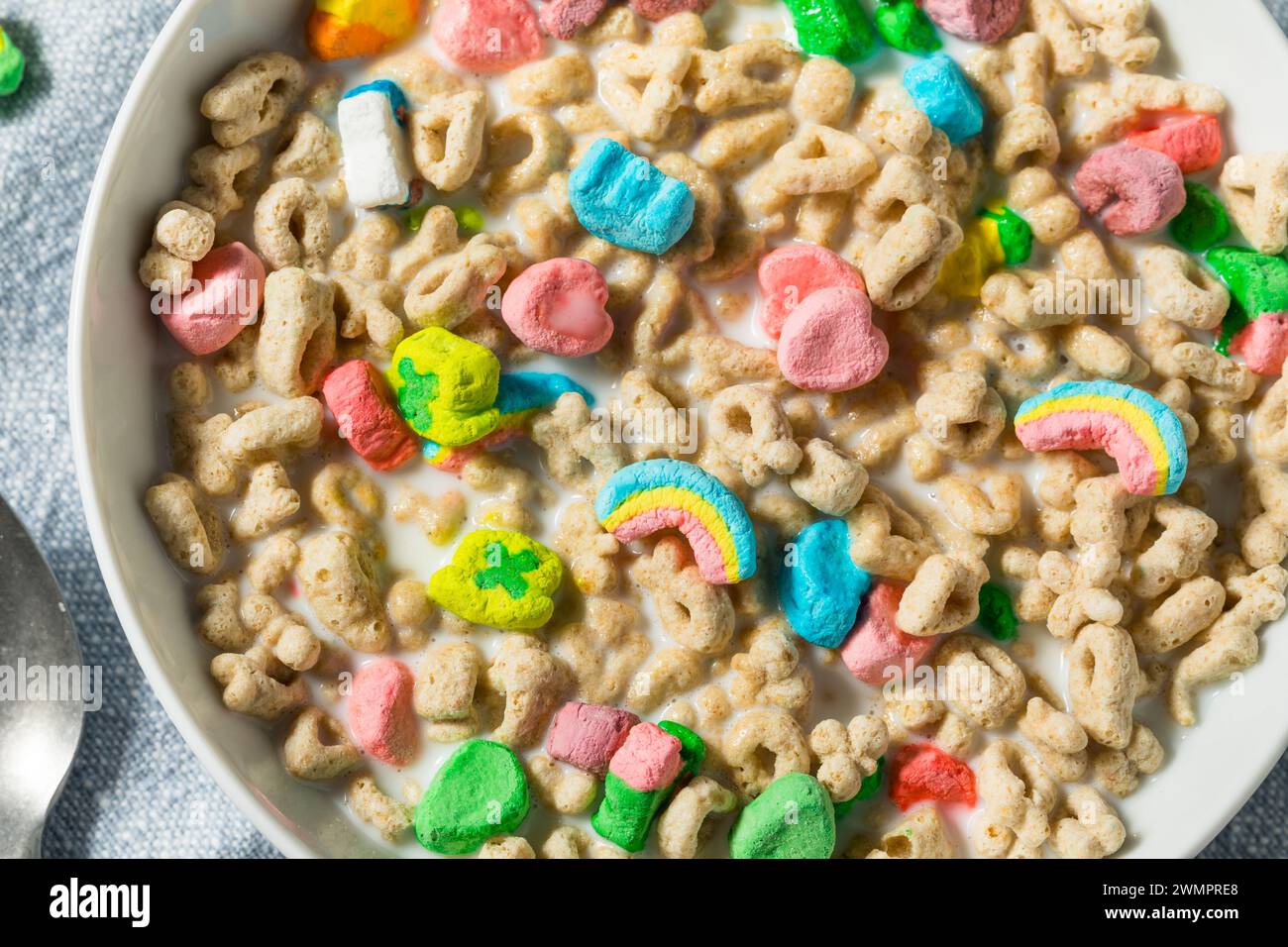 Sweet Sugary Marshmallow Lucky Irish Cereal with Whole Milk Stock Photo ...