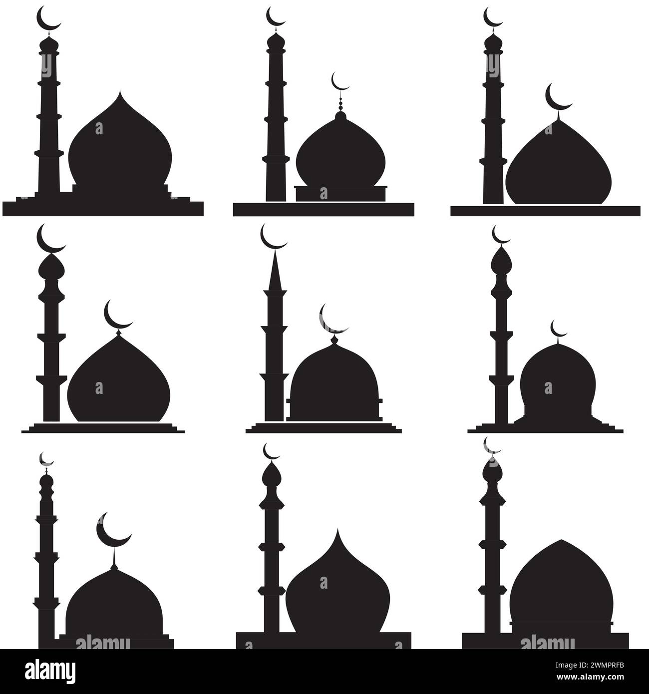 mosque silhouette, set of mosque vector Stock Vector Image & Art - Alamy