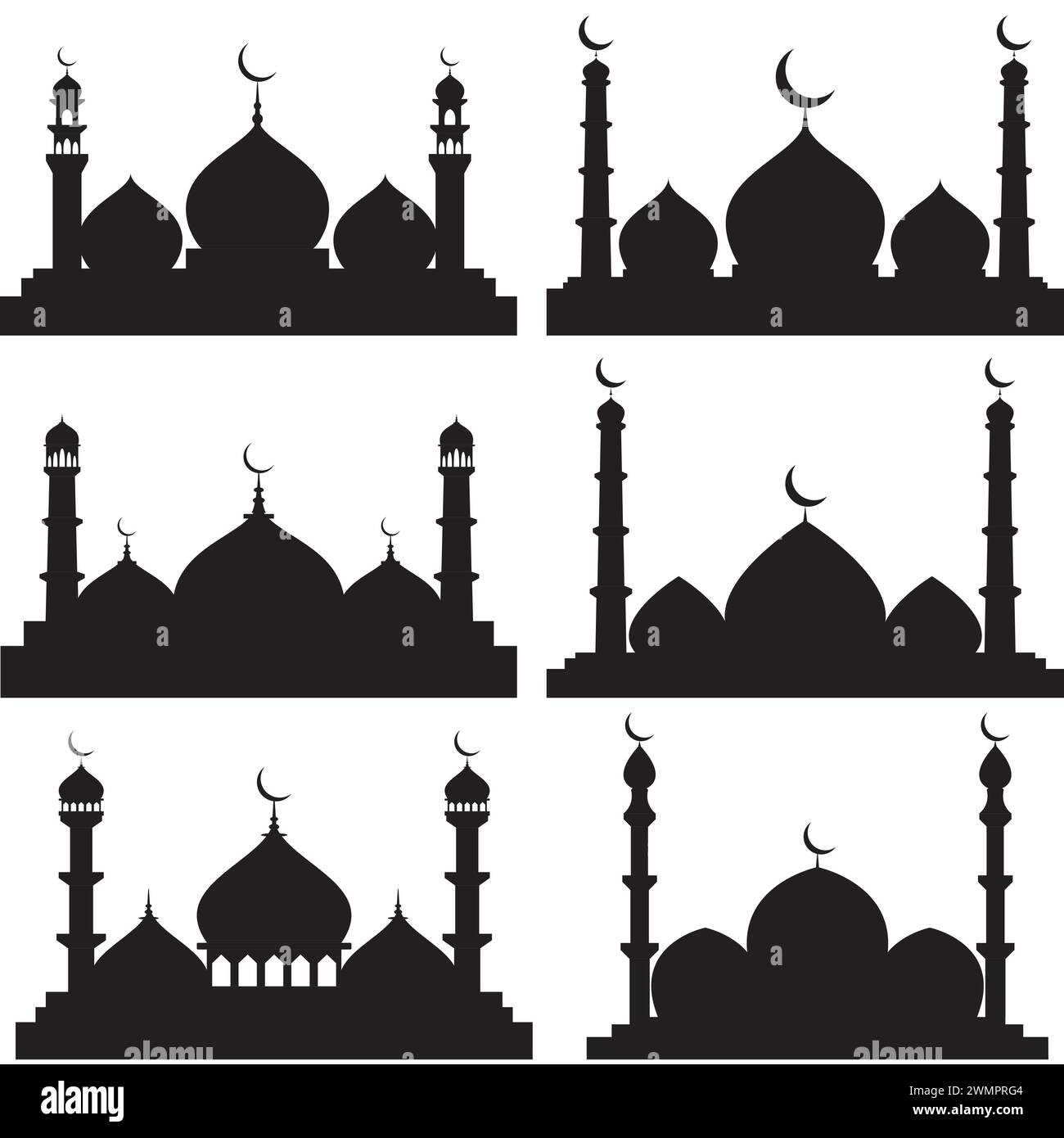 mosque silhouette, set of mosque vector Stock Vector Image & Art - Alamy